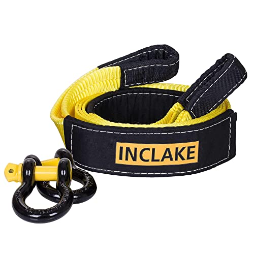 Tow Strap Recovery Kit-3'' x 10ft (30,000 lbs. Break Strength) +3/4" D Ring Shackles (62,831 LBS Break Strength)(2pcs.)-Heavy Duty Recovery Kit -Off Road Towing Accessory for Jeeps & Trucks Yellow