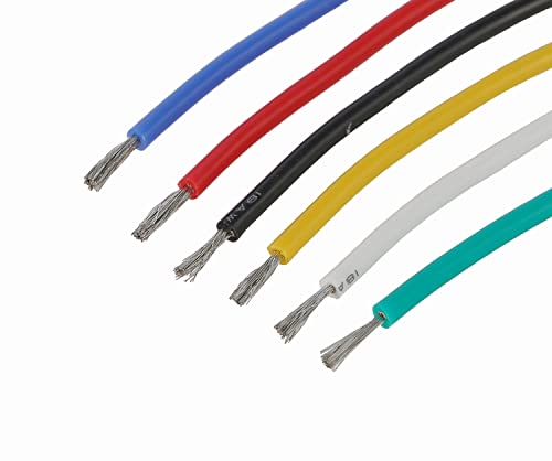 TUOFENG 18 Gauge Wire Spool 13.2ft / 4m Each 6 Colors,18 AWG Stranded Wire Hook up Wire Kit, Silicone Rubber Insulated/Tinned Copper/Flexible/18AWG Wire for Automotive Wiring