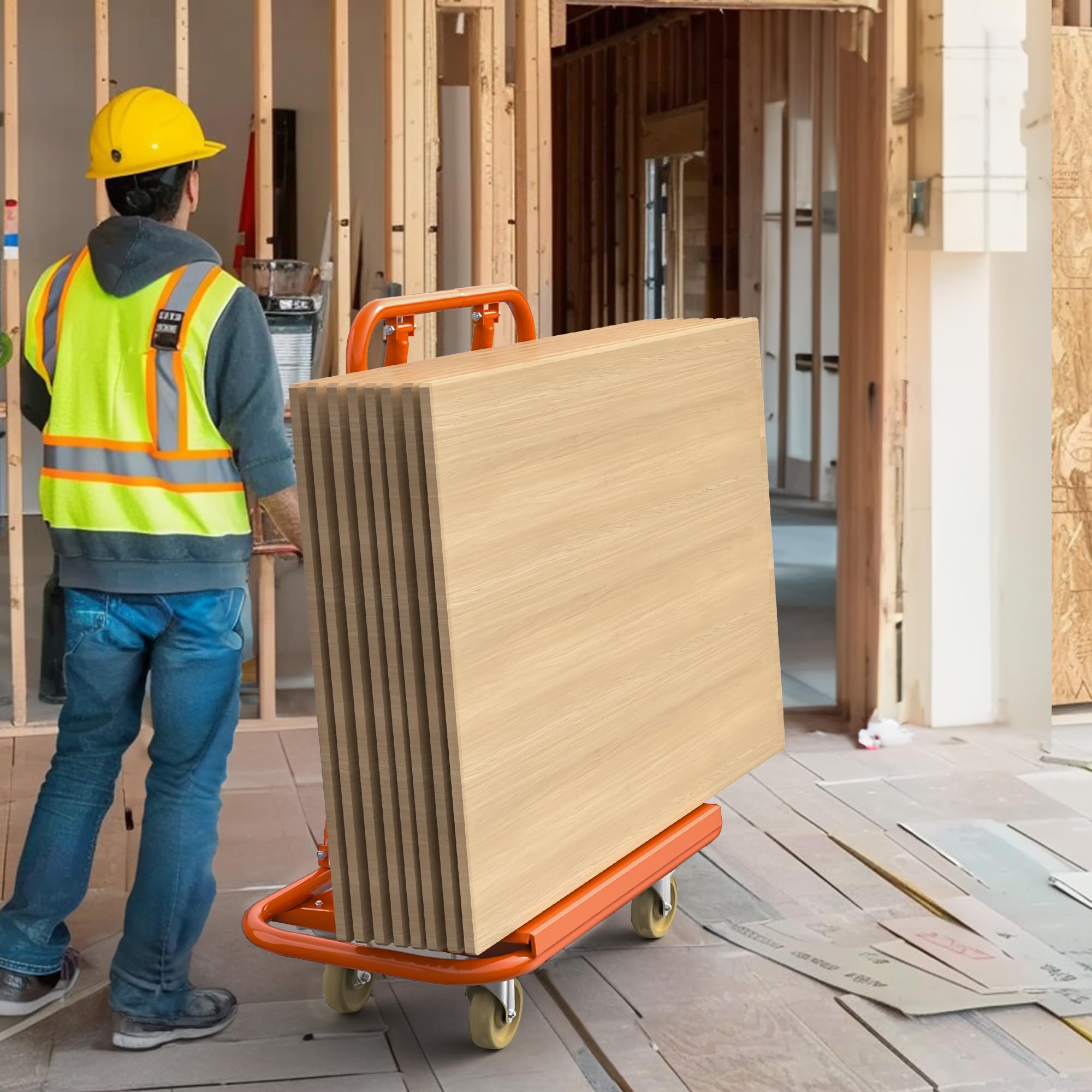 YITAMOTOR Drywall Cart, 3000lbs Heavy Duty Drywall Sheet Cart 45.3" L × 22.4" W × 46" H with 4 Swivel Wheels Panel Cart Sheetrock Dolly Drywall Dolly for Wall Panel, Sheetrock, Wood Panel