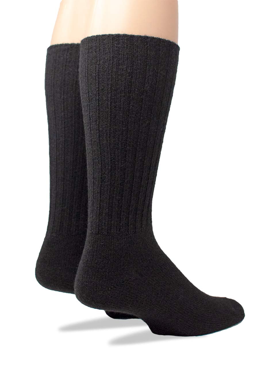 WARRIOR ALPACA SOCKS - Ribbed Casual Everyday Alpaca Wool Crew Socks For Men And Women (Black Medium)