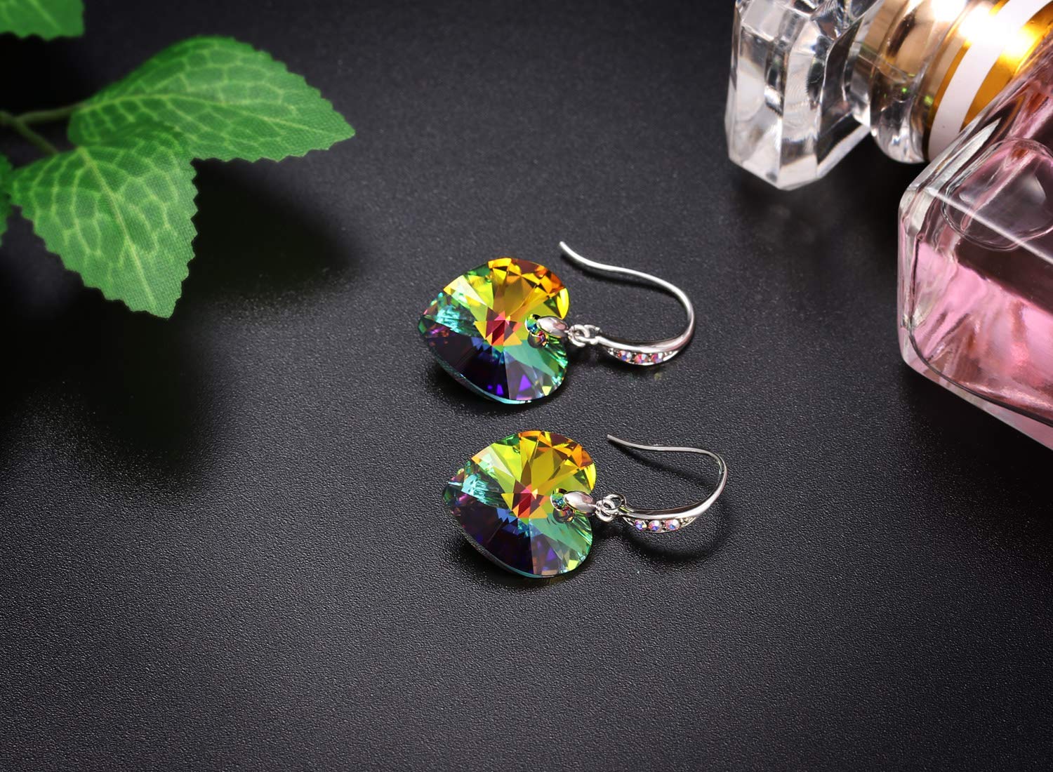Women's Heart Crystals Earrings Drop Dangle Fish Hook Earrings for Birthday Anniversary Christmas Mother's Day Valentine's Day, Gifts for Her