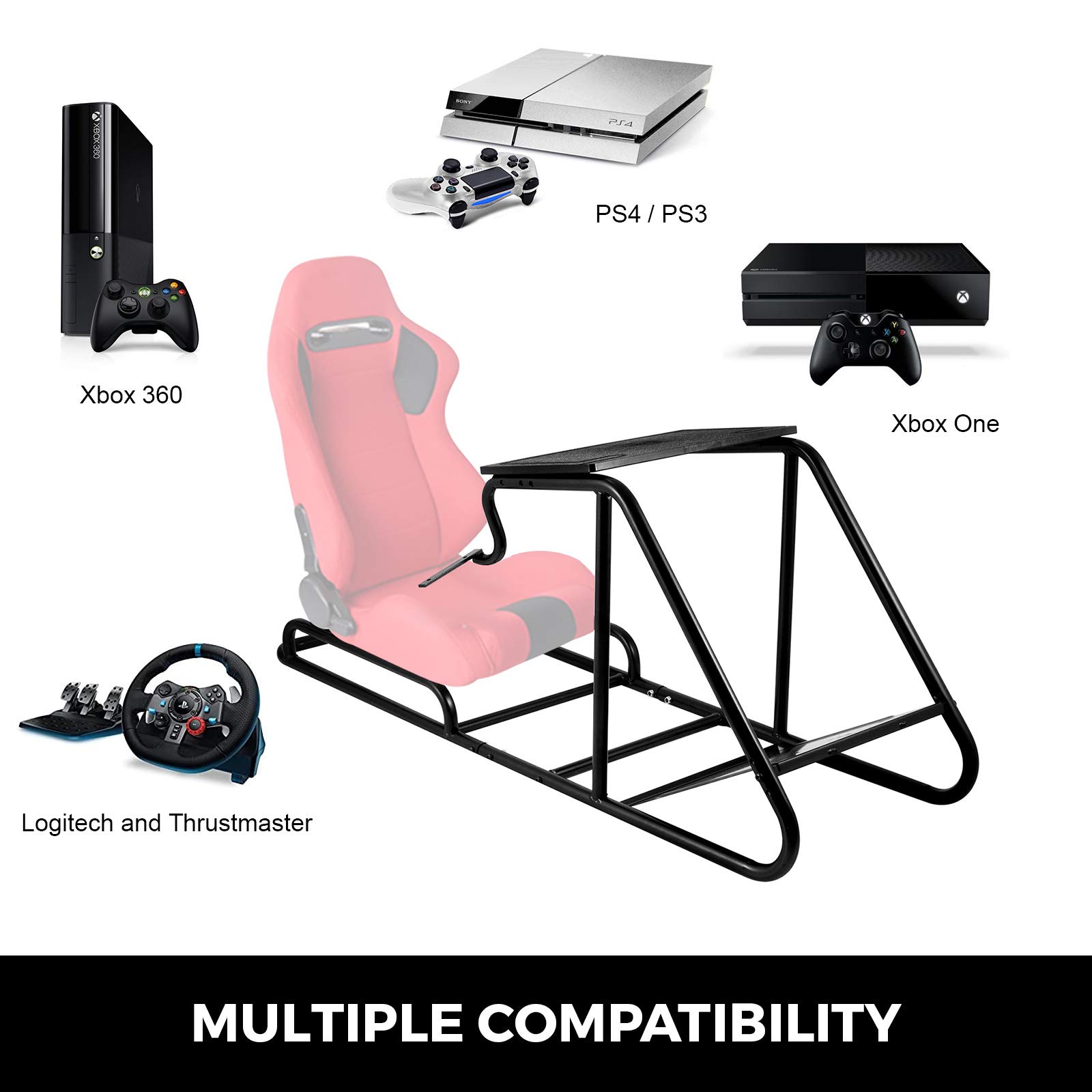 VEVOR Steering Wheel Seat Mount for Driving Simulation Racing Simulator Driving Simulator PS4 Complete Simulator Cab Playseat PS2 PS3 PS4 XBOX 360 PC MAC G29 G920 (without seat)