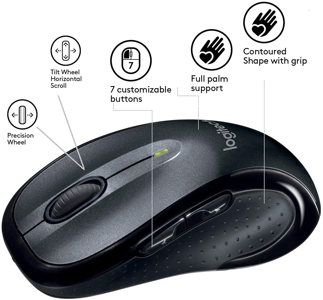 Vexko Bundle Logitech Mouse M510 Wireless Computer with USB Unifying Receiver Ergonomic Mouse Pad with Gel Wrist Rest (Black)