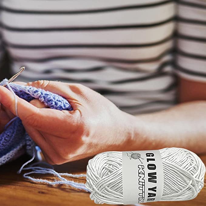 Yarn for Crocheting - 5 Rolls DIY Glow in The Dark Yarn, Glow in The Dark Yarn for Crochet, Glow Yarn for Knitting, Crocheting, Crafts Sewing Beginners - Christmas Decorations (Blue)