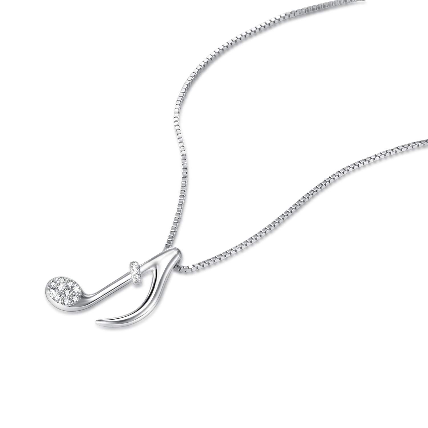 VANLAMS s925 Sterling Silver Musical Note Necklace for Women Girlfriend Quaver Music Jewelry Gifts