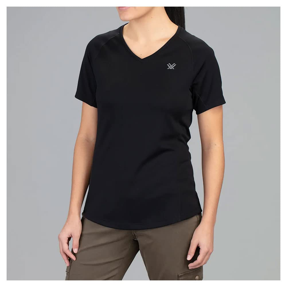 Vortex Women's Weekend Rucker Moisture-Wicking UPF-Protective High-Performance Short Sleeve T-Shirt, Black, Large