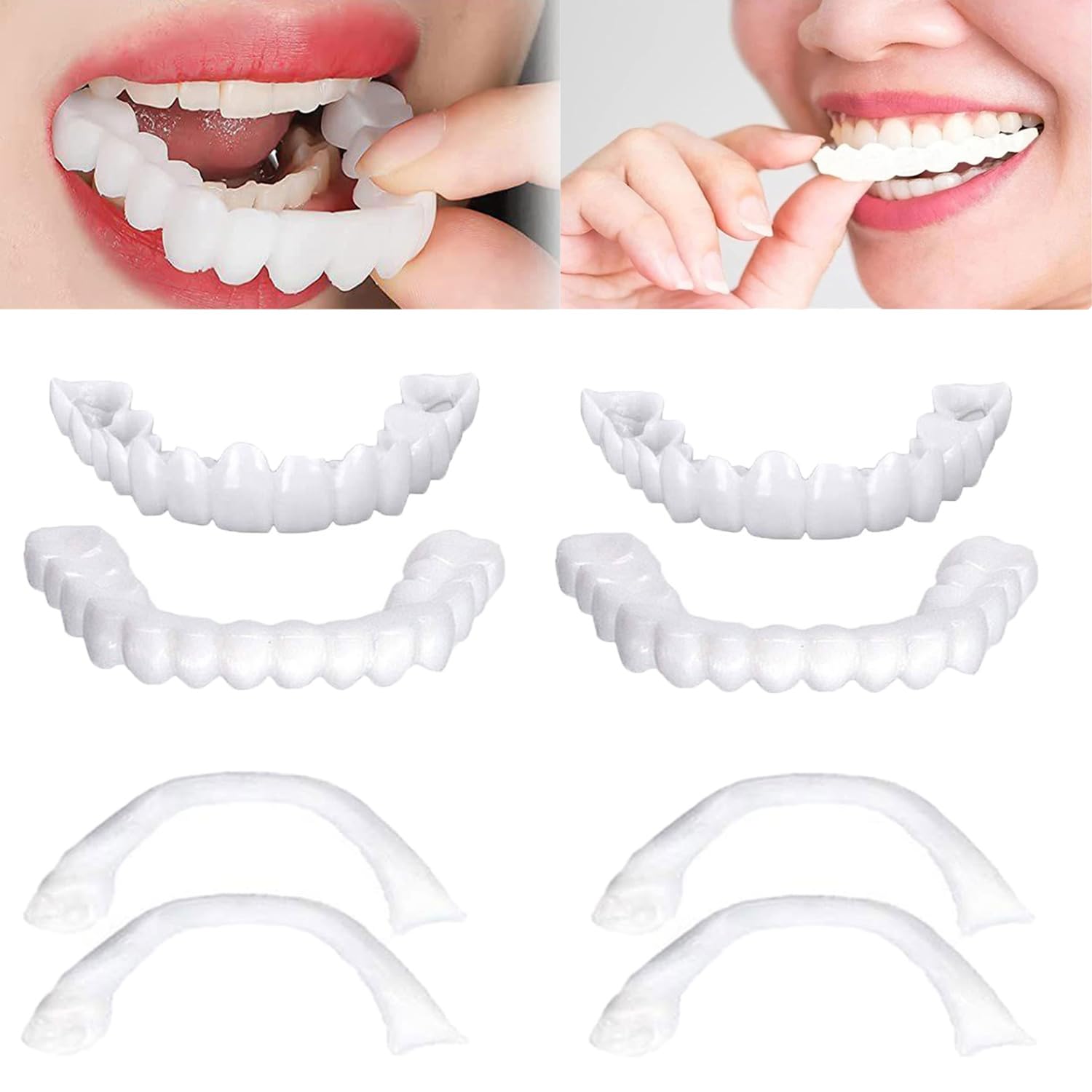 The Latest Denture Veneer is Used for Temporary Tooth Restoration, which is Comfortable and Simple. Four Universal Cosmetic dentures for Men and Women