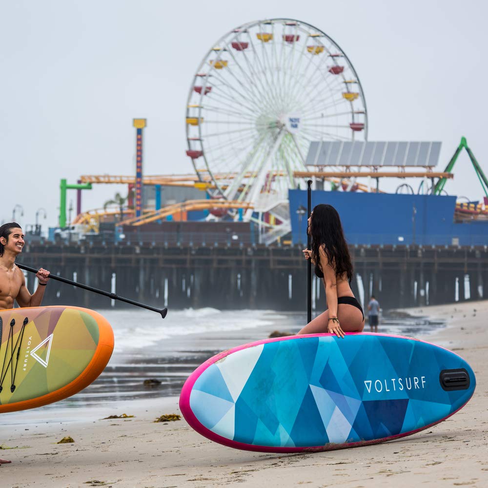 VoltSurf - 11' All-Around - iSUP Inflatable Paddle Board Kit + Leash & Backpack w/Wheels (6 Inch Thick)