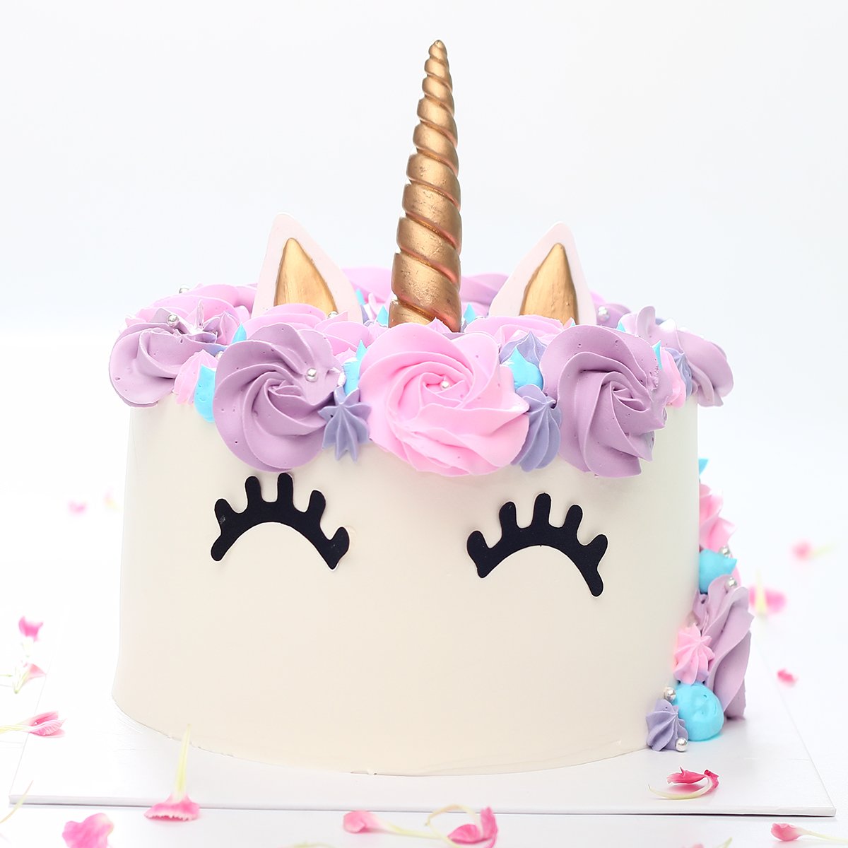 Yashell Topper, Reusable Gold Horn,Ears and Eyelashes Cake Value Set for Unicorn Party Decoration for Baby Shower,Weddin
