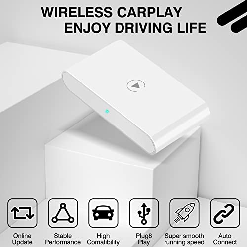 Wireless CarPlay Adapter Compatible with Apple Phone, 2023 Upgrade Plug & Play Dongle Wired Convert for Cars from 2015 with Factory Wired CarPlay, Fast and Easy Use Fit for iPhone iOS 10+