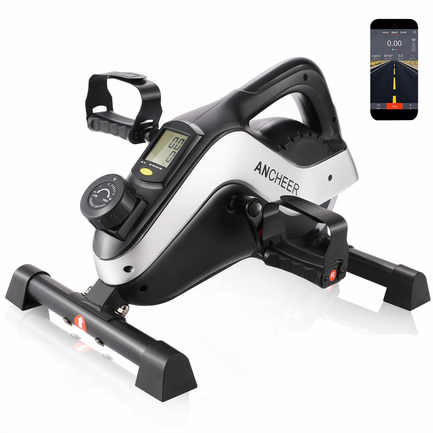 Under Desk Bike Pedal Exerciser, ANCHEER Magnetic Mini Exercise Bike for Arm Leg Recovery, Physical Therapy Leg Exerciser While Sitting for Home and Office Fitness