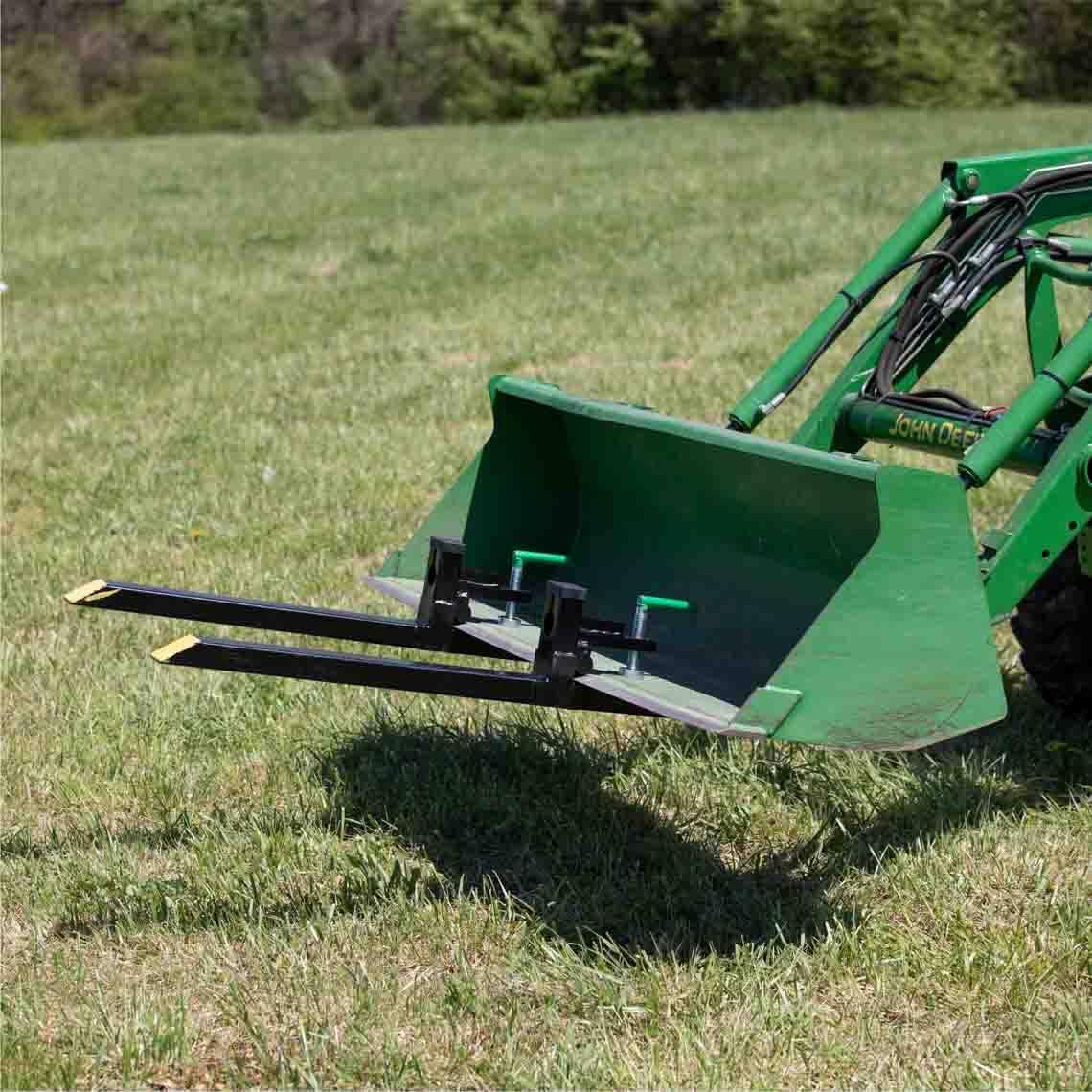 Titan Attachments Light-Duty 43" Clamp-On Pallet Forks, 30" x 3" Fork Length, Rated 1,500 LB, Easy to Install on Loader or Skid Steer Bucket