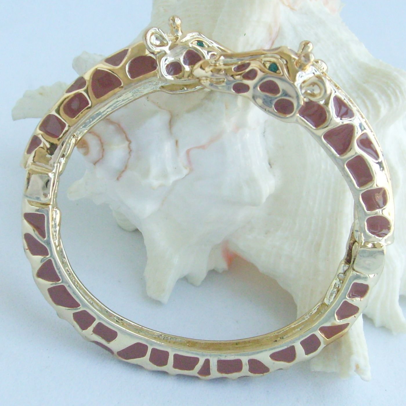 Unique Animal Giraffe Bracelet Bangle Cuff Clear Austrian Crystal Gold-Tone Brown Spot