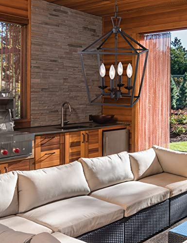 Trans Globe Imports 10264 ROB Transitional Four Light Pendant from Lacey collection in Bronze/Dark finish, 12.00 inches