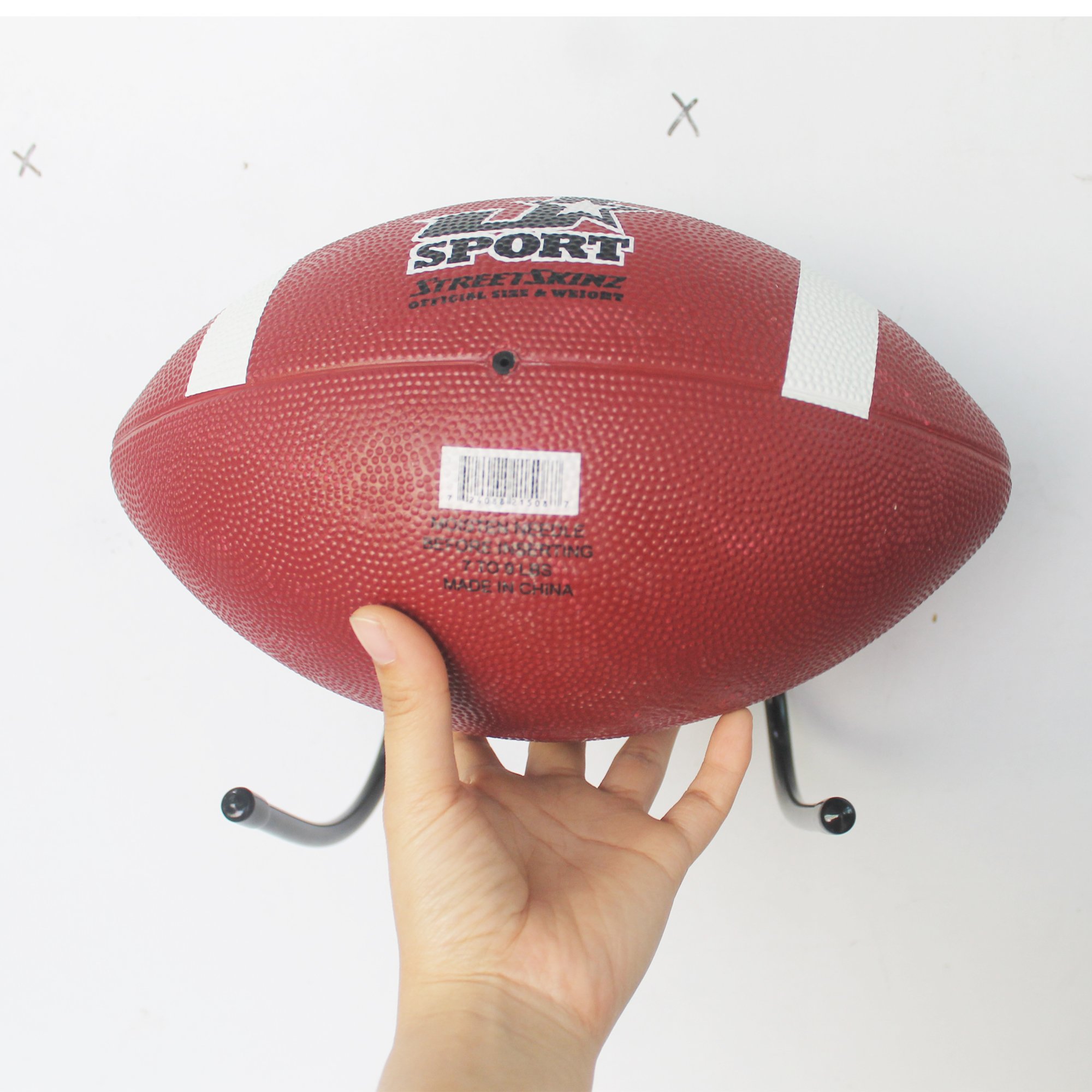 YYST Football Wall Mount Football Wall Rack Holder Display Storage Rack Black-No Ball Included