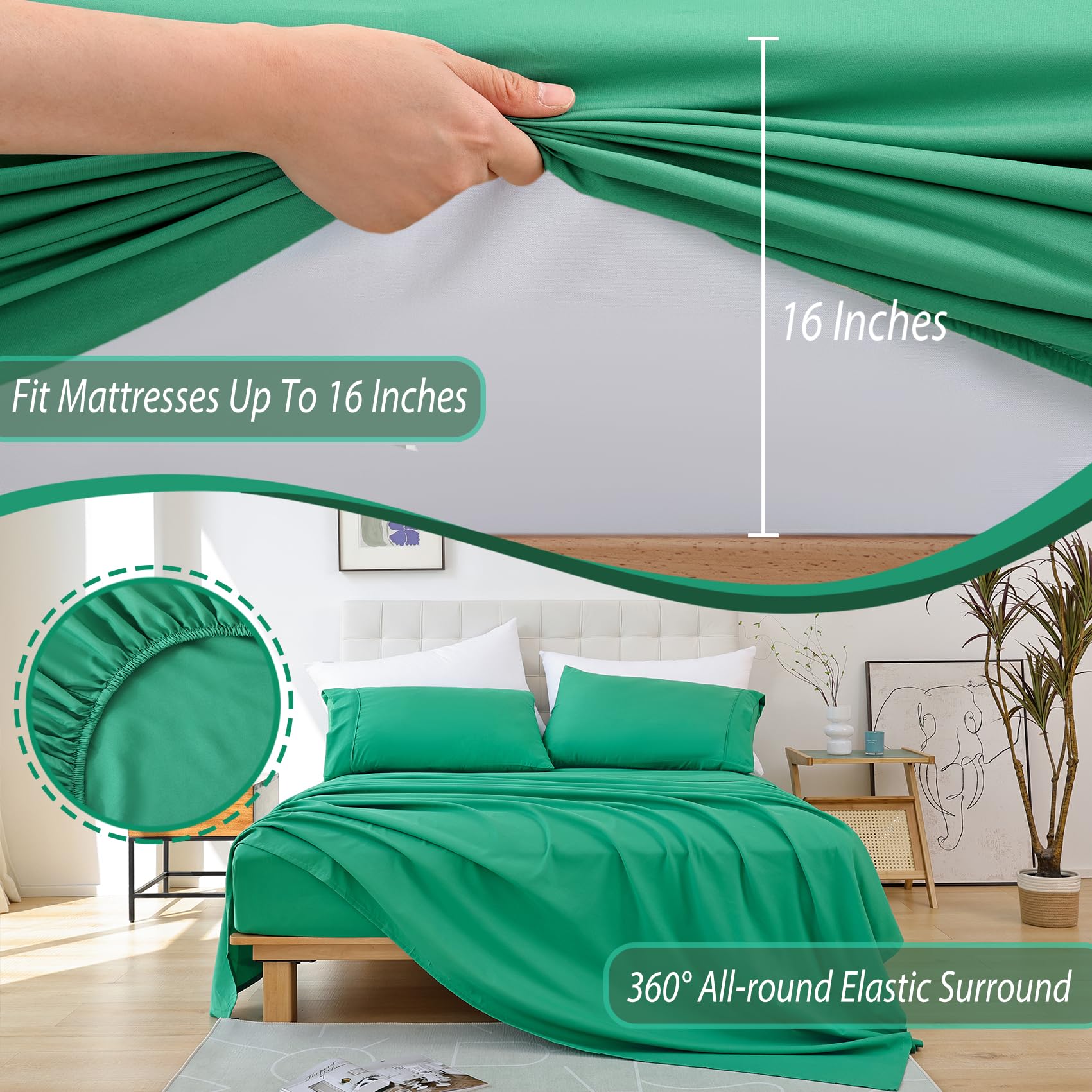 Twin Sheet Set - 3 Piece Soft Breathable Bed Sheets for Twin Size Bed, Extra Deep Pocket Lxuury Brushed Sheets, Cooling Hotel Bedding Sheets and Pillowcases, Wrinkle Free Oeko-Tex Sheets