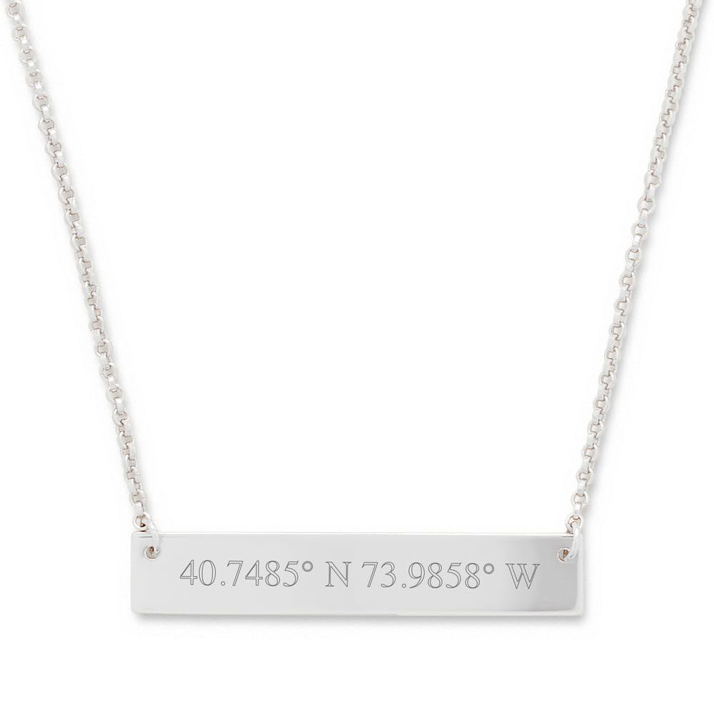 Women's Custom Engraved Sterling Silver Coordinate Bar Necklace (16" with 2" extender) - Personalized Necklace for Women - Gift for Girlfriend - Gifts for Mom