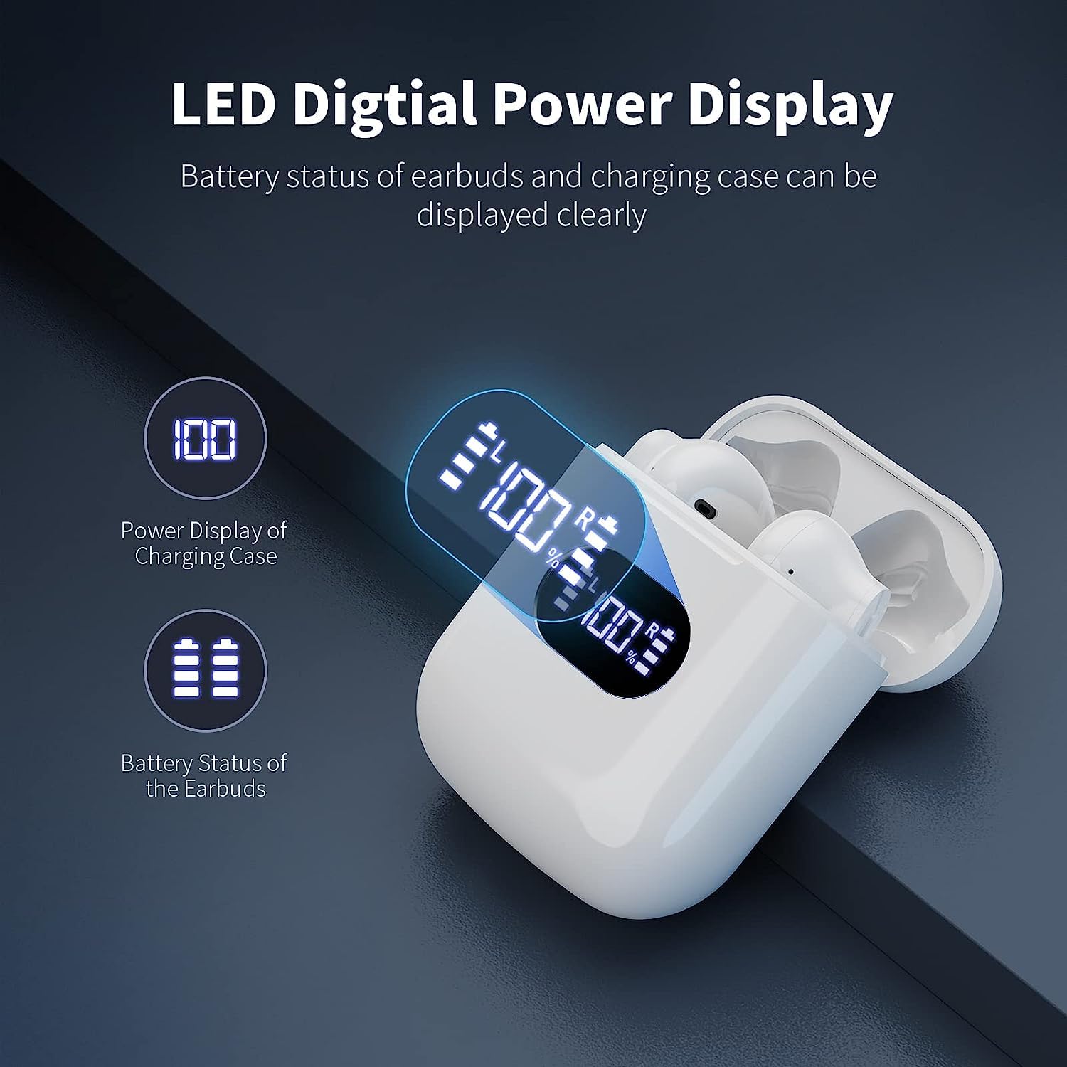 Wireless Earbuds, Bluetooth 5.3 Earbuds 36H Playtime with LED Power Display Charging Case Premium Sound Wireless Headphones Built-in Mic Crystal-Clear Calls Earphones for Sport and Working