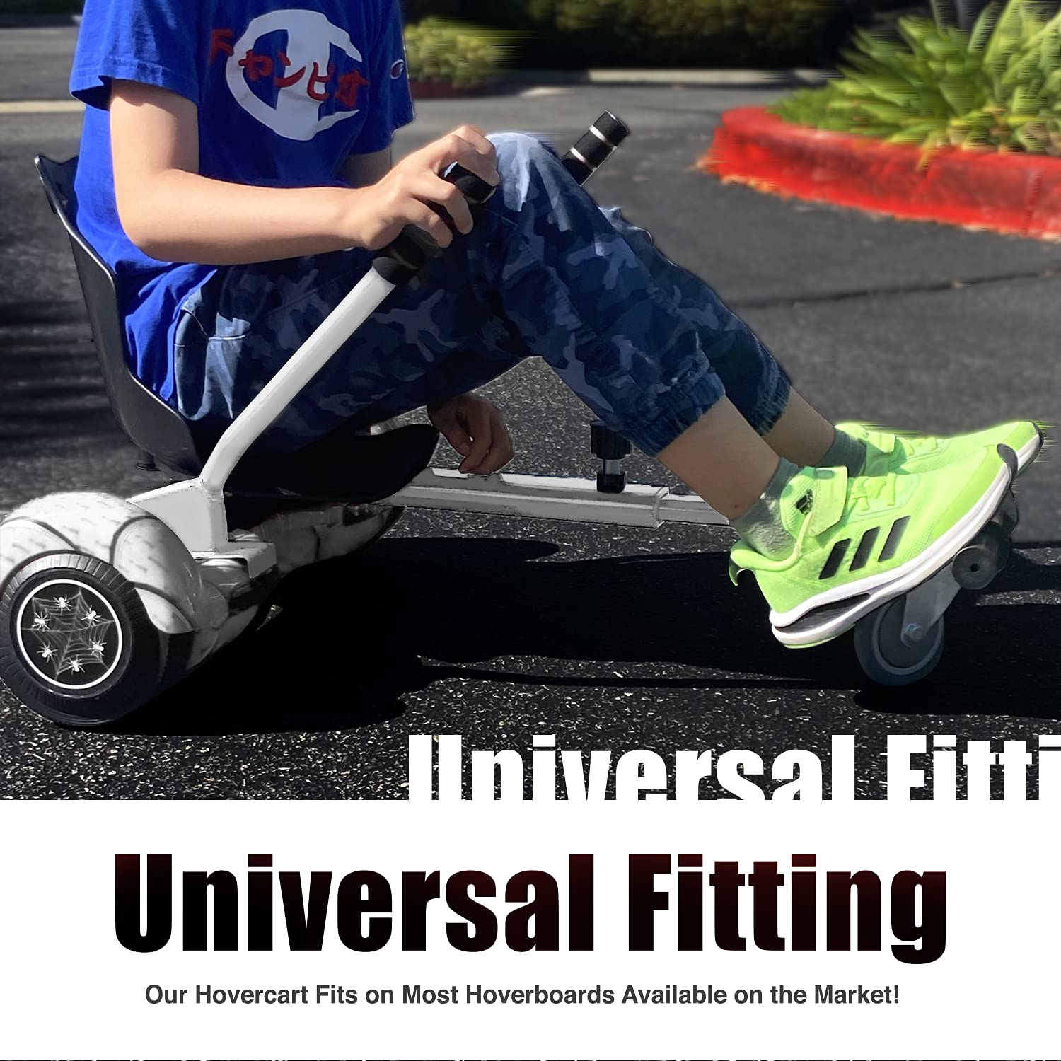 TPS Power Sports Universal Hoverboard Seat Attachment Hover Board Go Kart with Adjustable Frame Length Compatible with Most Hoverboard Self Balancing Scooters for Kids and Adults (White)