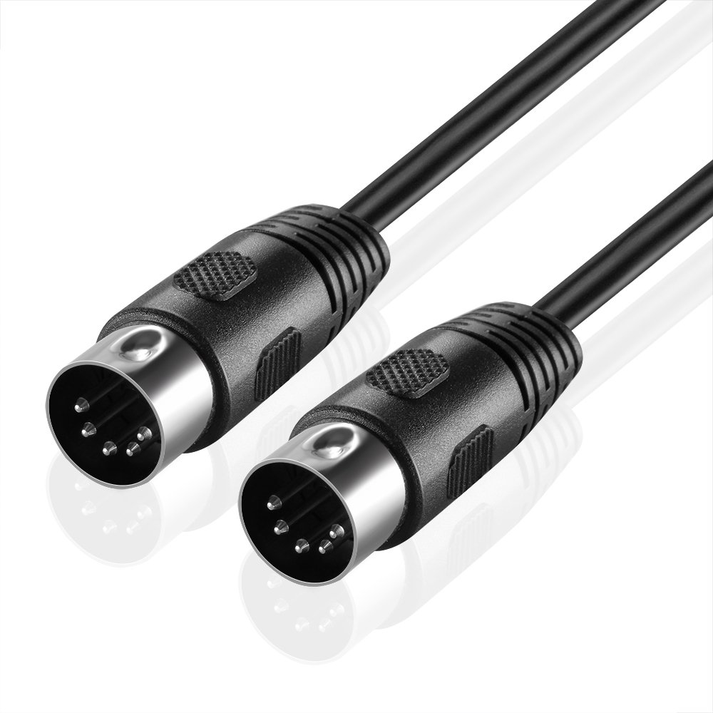 TNP MIDI Cable (6FT) - 5 Pin DIN Male Audio MIDI to MIDI Connector Interface Jack Plug Wire Cord