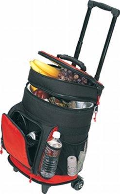 Travel5.0 4013RED Deluxe Ripstop Beach Picnic Rolling Cooler with Wheels, One, RED