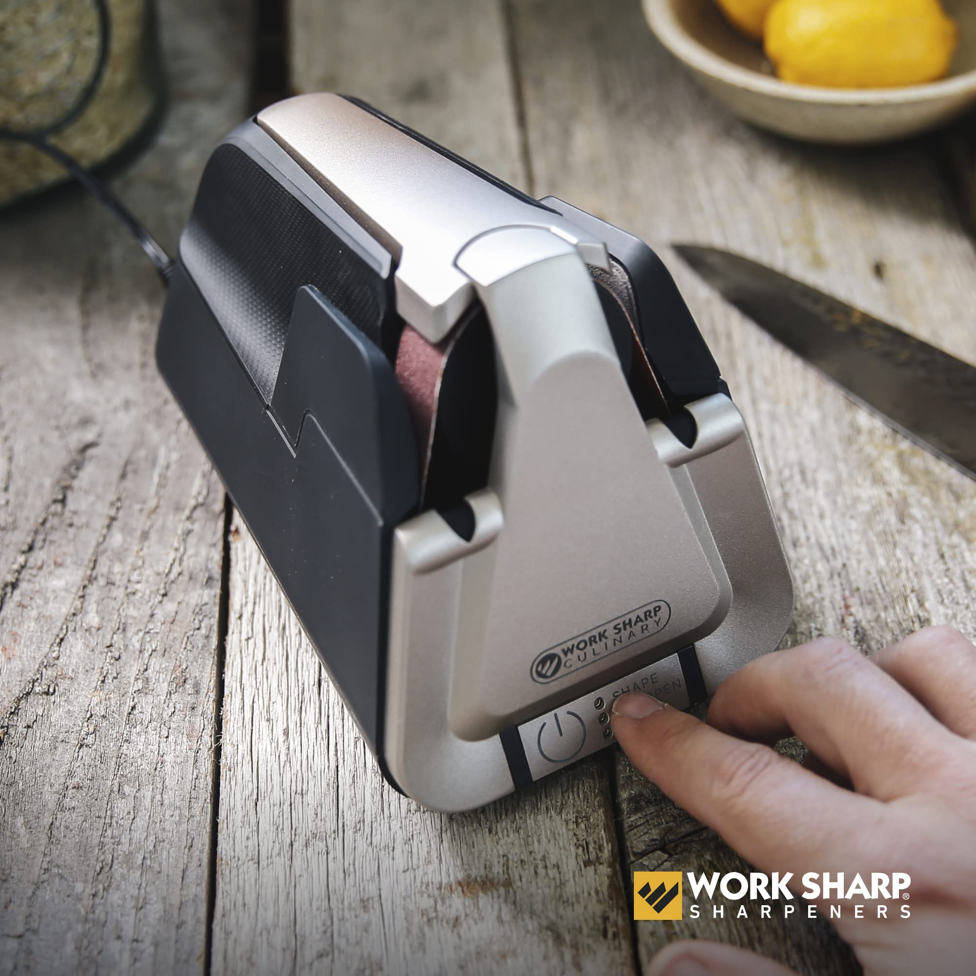 Work Sharp Culinary Kitchen Knife Sharpener with Ceramic Honing Rod, Gray, 7.2 x 4.5 x 5.2 inches