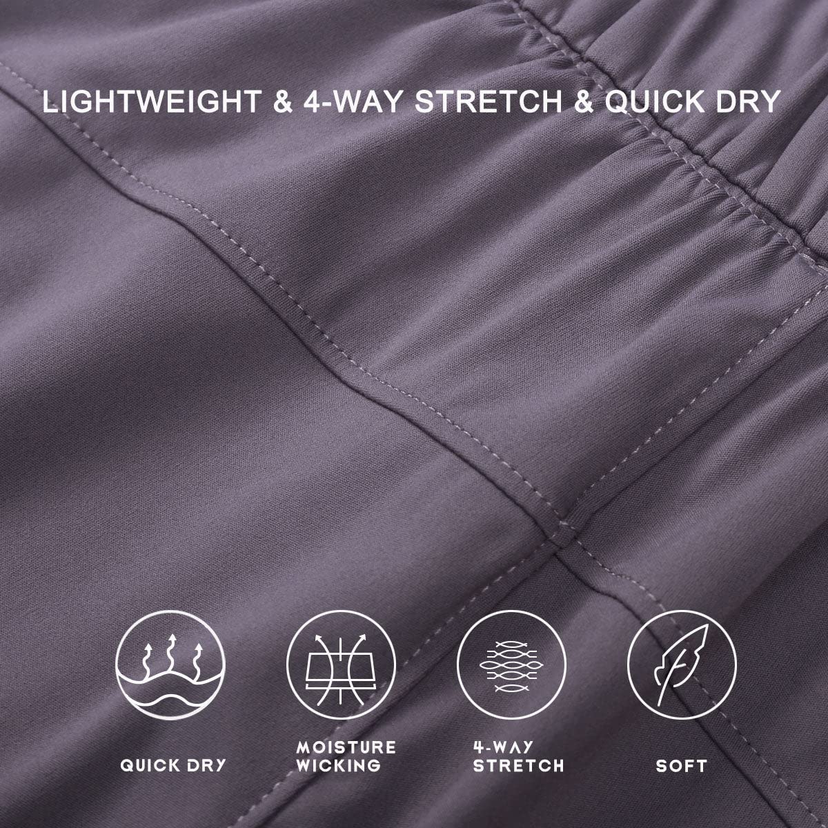 Willit Women's Shorts Hiking Athletic Shorts Yoga Lounge Active Workout Running Shorts Comfy Casual with Pockets Grayish Purple XS