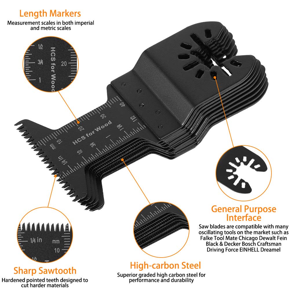 Ymiko 20 Pieces Metal Oscillating Multitool Saw Blades Quick Release Saw Blades Fit Falke Tool Mate Chicago Fein Black & Decker Bosch Craftsman Driving Force EINHELL Dreamel