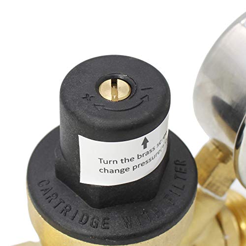 X-Haibei RV Water Pressure Regulator Valve Brass Lead-Free 3/4 inch Threads Body with Gauge and Screened Filter