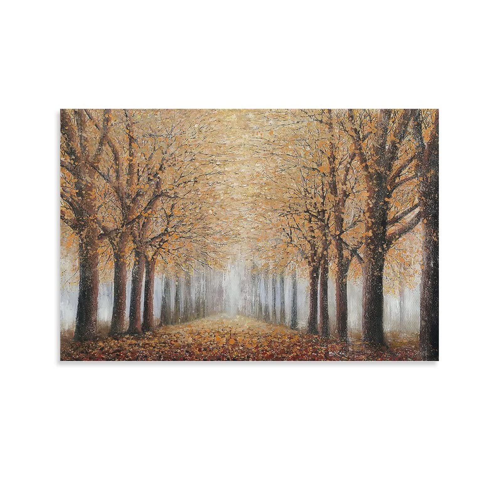 Tree Wall Art Hand Painted Forest Oil Painting Yellow Woods Art Autumn Landscape Home Decor Great Wall Art Paintings Canvas Wall Decor Home Decor Living Room Decor Aesthetic 24x36inch(60x90cm) Unfra