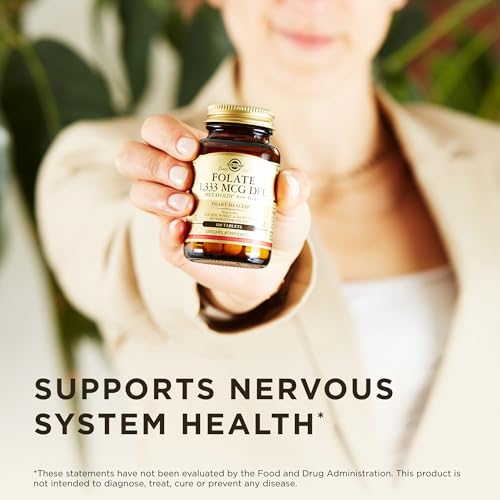 SOLGAR Folate 1,333 mcg DFE (Metafolin 800 mcg) - 100 Tablets - Prenatal Vitamin - Non-GMO, Gluten Free, Dairy Free, Kosher - 100 Servings