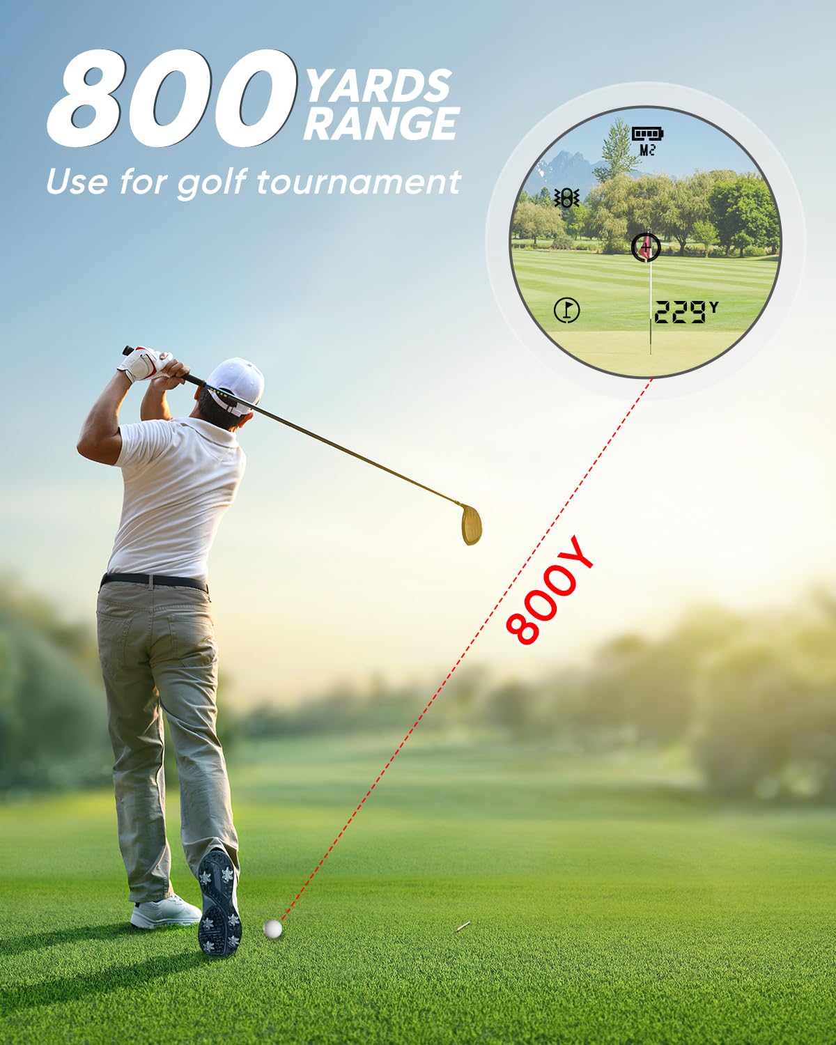 Wosports Golf Rangefinder, 800 Yards Laser Distance Finder with Slope, Flag-Lock with Vibration Distance/Speed/Angle Measurement, Upgraded Battery Cover