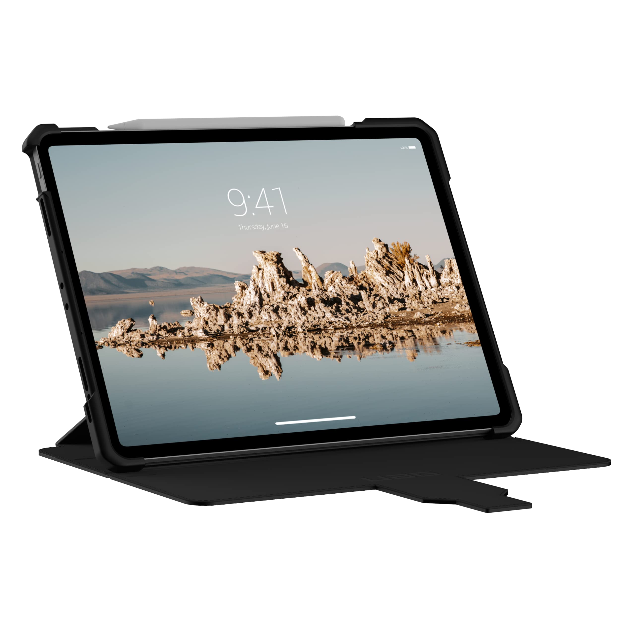 UAG iPad Pro 12.9" (6th Gen 2022, 5th Gen 2021) Case Black Metropolis SE Rugged Smooth Exterior Material Heavy Duty Folio Stand Protective Cover, by URBAN ARMOR GEAR