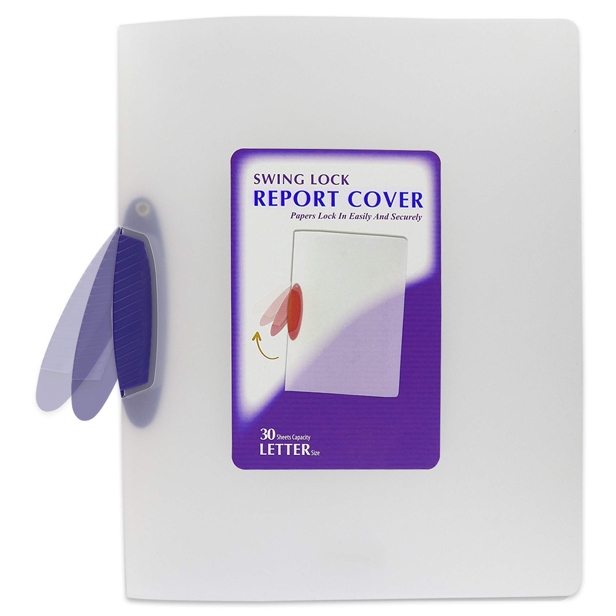 Translucent Swing Lock Report Cover Punchless Swing Arm Report Cover Locks in Paper Easily and Securely Fits up to 30 Sheets (Pack of 6) - by Emraw