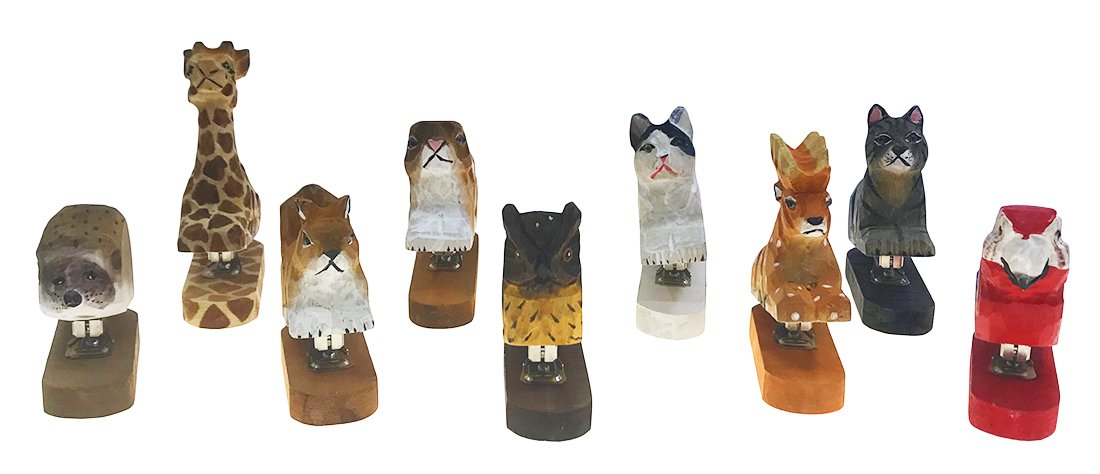 Vivid Handmade Wood Carving Cartoon Mini Animal Stapler for School Office Stationery Children Christmas Gift (Eagle)