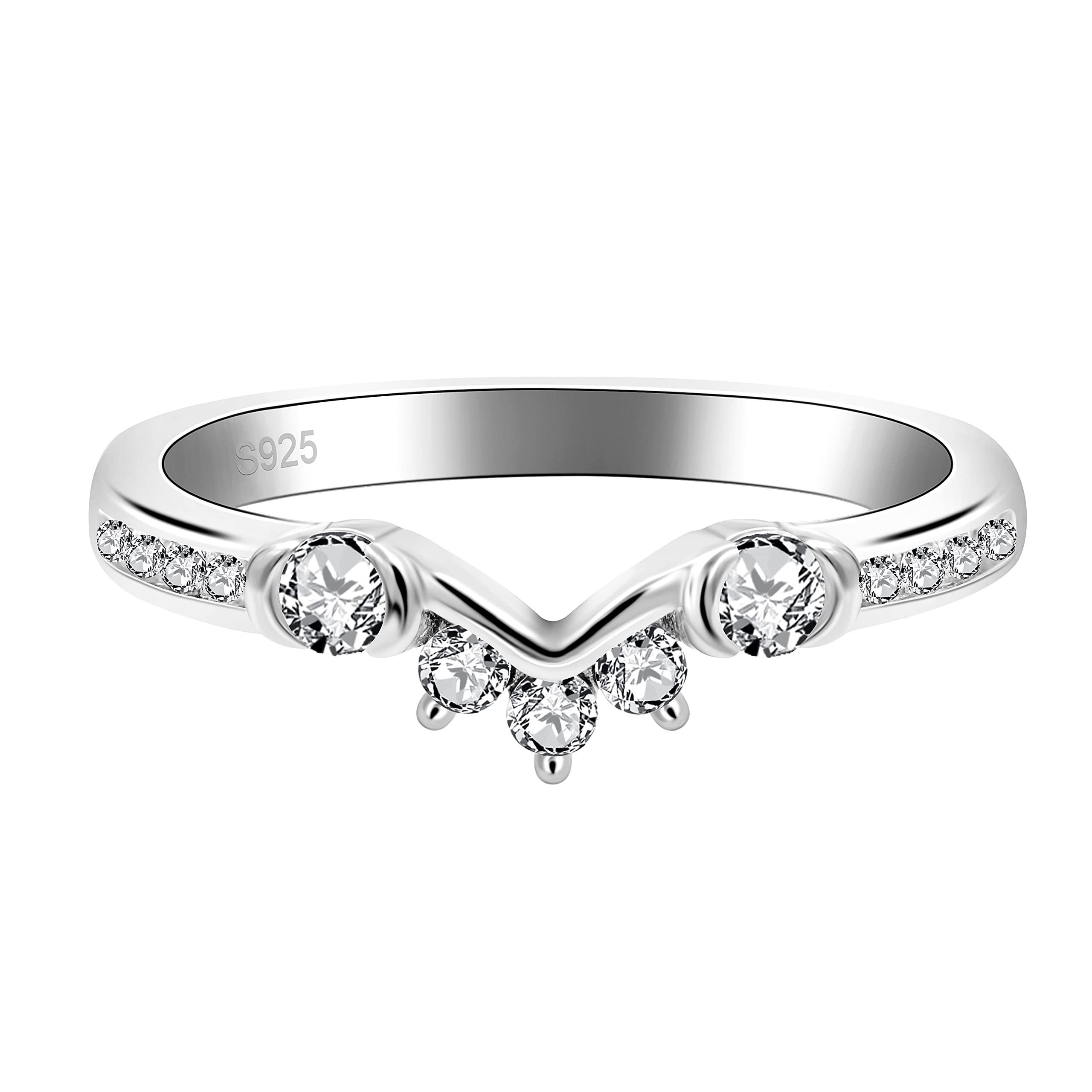 Uloveido 925 Sterling Silver Cubic Zirconia 2 Stackable Rings Enhancer for Women Wedding Engagement Anniversary Promise Rings Y1519 (Size 9)