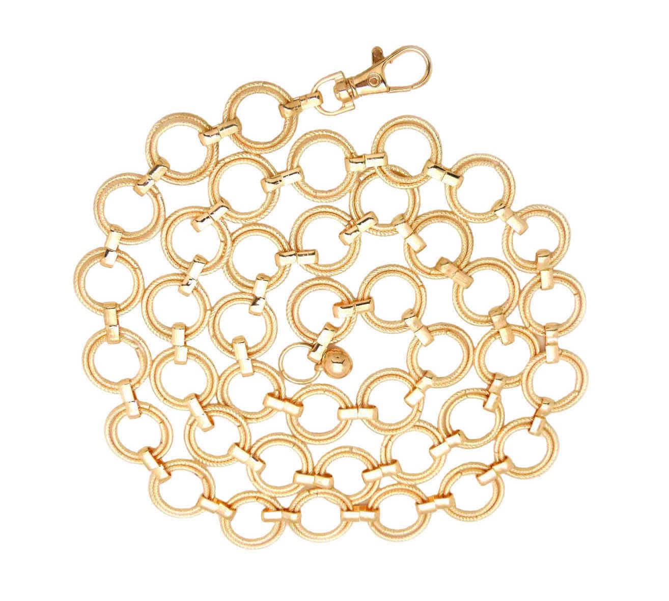 Women's Polished O- Ring All Over Links Metal Link Chain Waist Fashion Belt (Silver)