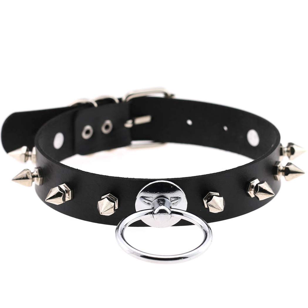 ACEDRE Fashion Women Men Cool Punk Goth Metal Spike Studded Link Leather Collar Choker Necklace
