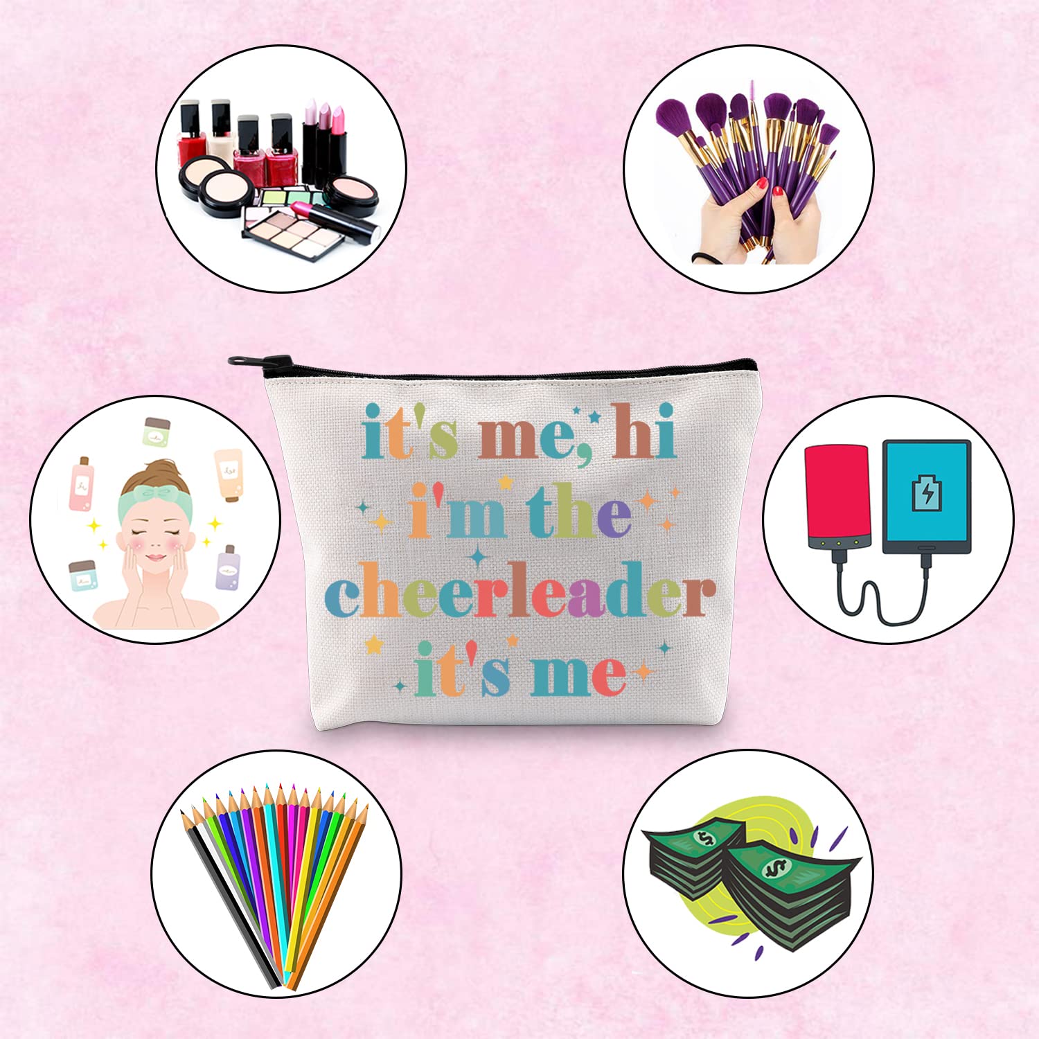 TSOTMO Cheerleader Zipper Makeup Bag It's Me, Hi I'm The Cheerleader It's Me Bag Cheerleading Teammate Gift (cheerleader)