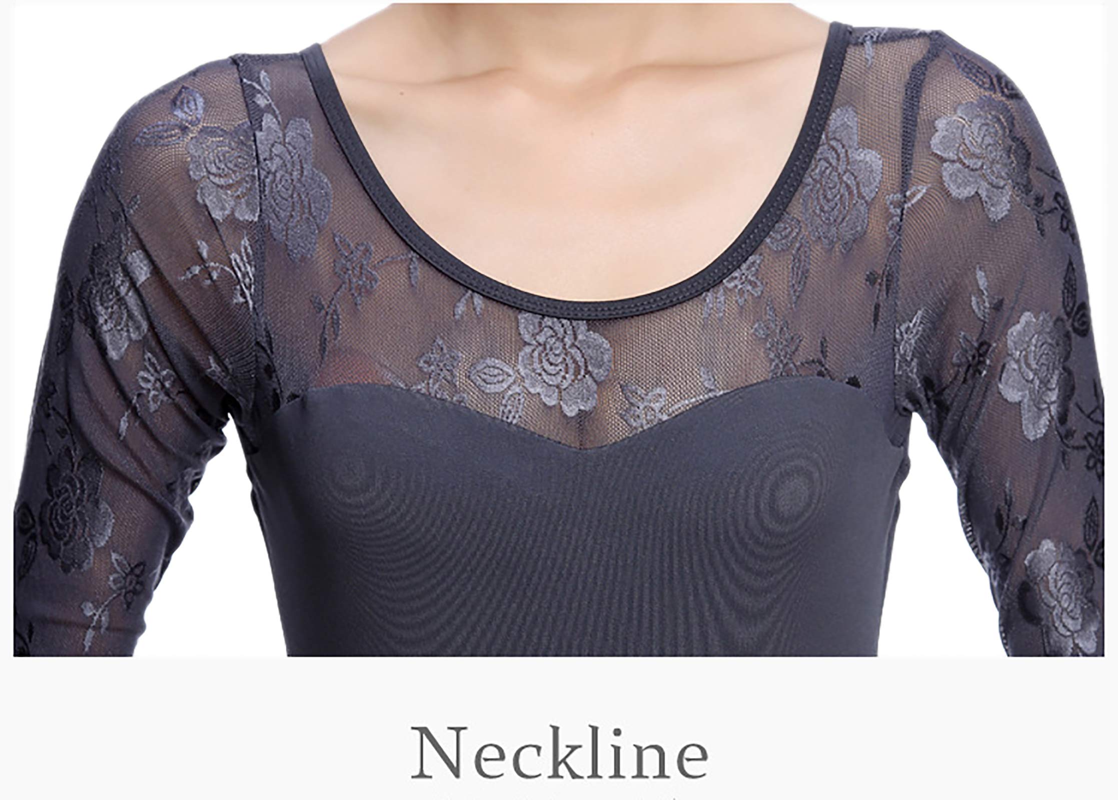 Whitewed 3/4 Sleeve Lace Leotard Women Adult Dancewear Stretch Stage Performance Bodysuit