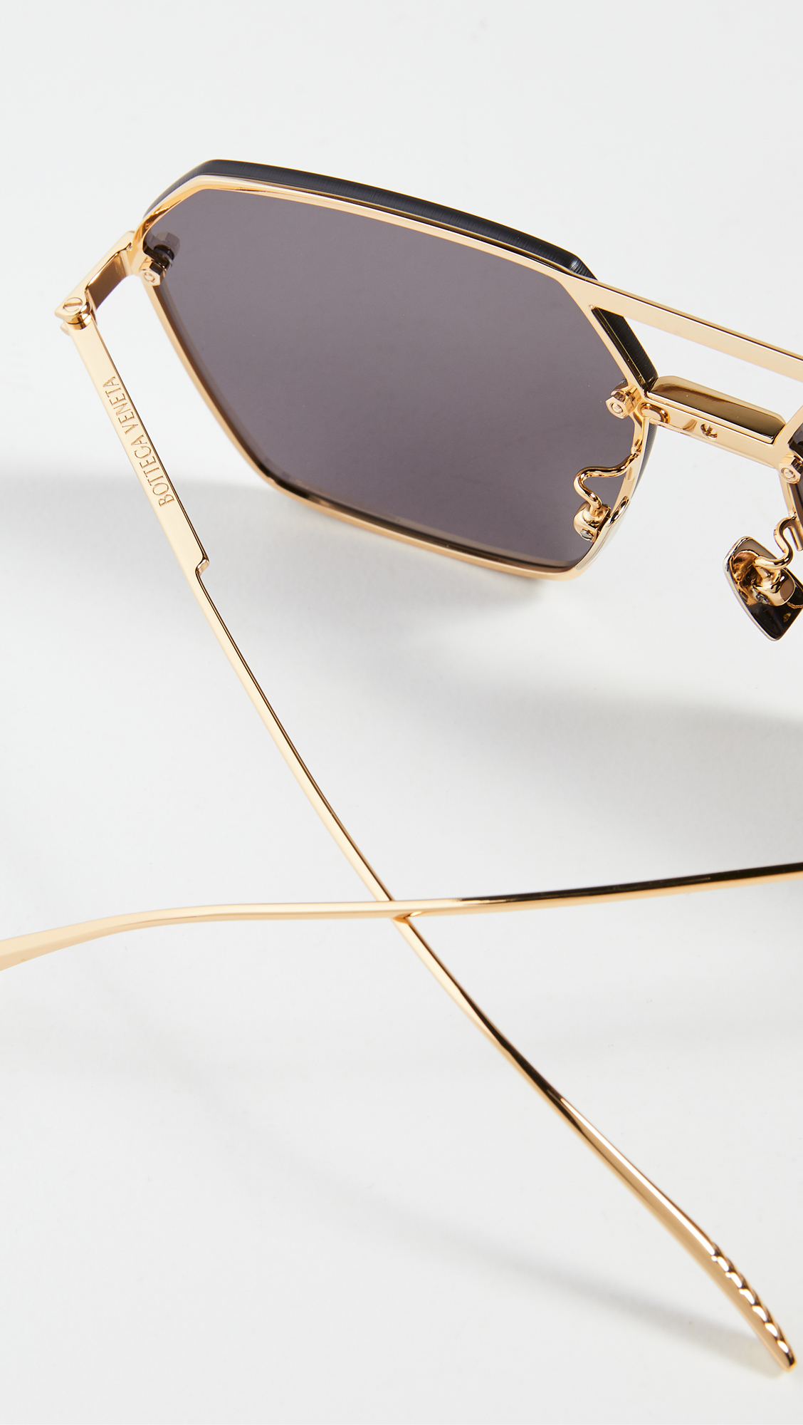 Bottega Veneta Oversized Geometric Aviators, Gold/Gold/Grey, One Size