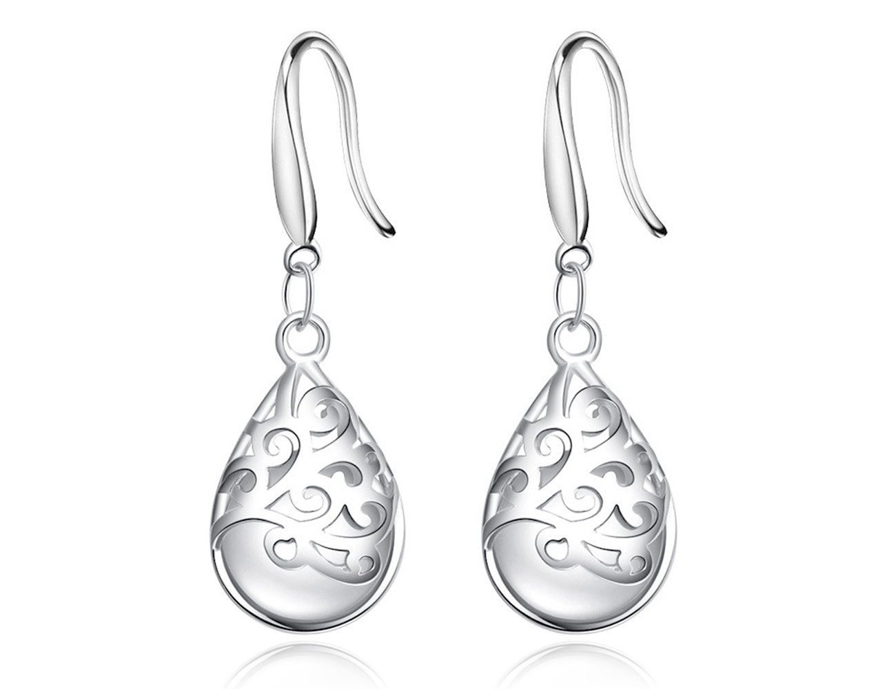 Wishing Tree 925 Sterling Silver Filigree Drop Dangle Earrings for Women (Vogue hook)