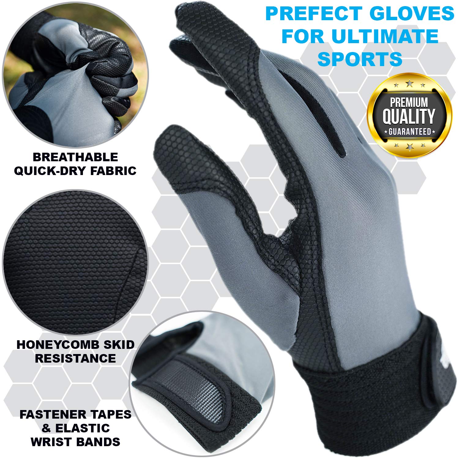 Ultimate Discs Gloves - Perfect Gloves for Ultimate Disc Players, for Consistent Grip & Friction. Improve Throws and Catches. All Weather Conditions.