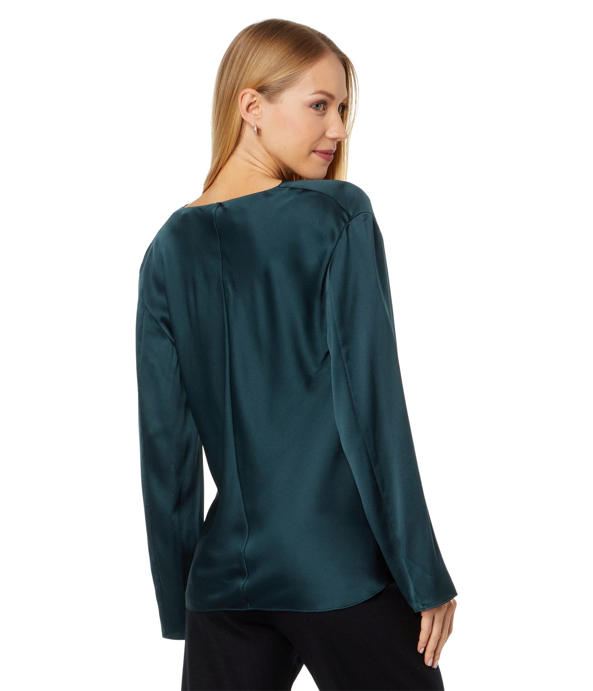 Vince Womens Cowl Nk L/S Blouse Shirt, Azure Onyx, XX-Small US