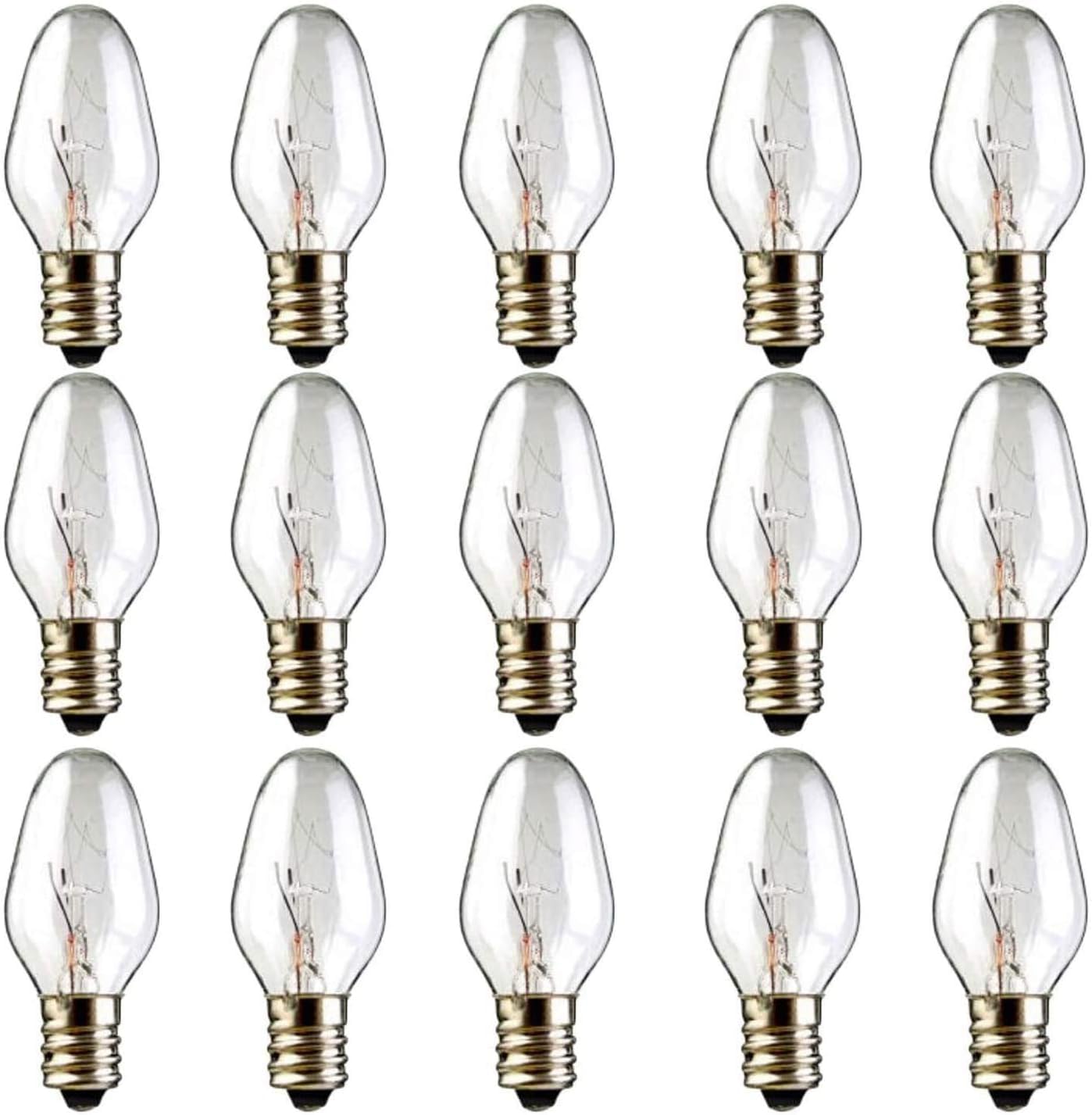Wax Warmer Bulb - 15 Pack - Salt Lamp Bulbs- 15 Watt Light Bulbs for Scentsy Wax Warmer - Warm White - C7 Replacement Bulbs for Plug in Wax Diffuser,Candle Warmer & Himalayan Salt Lamp,Dimmable