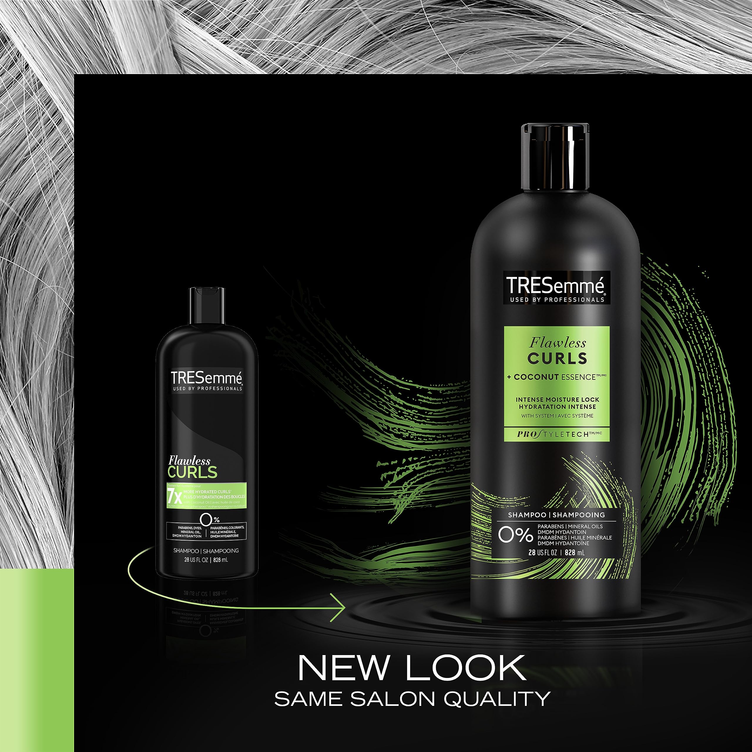 TRESemmé Flawless Curls Shampoo and Conditioner Set, Curly Hair Products with Coconut Oil Leaves Curls Defined, Sulfate Free, Frizz Free, 28 Fl Oz Ea