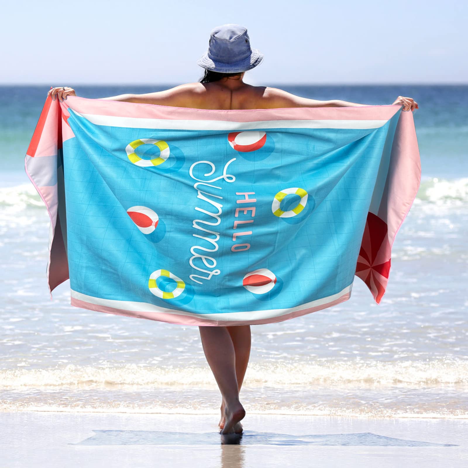 Yunaeduo Microfiber Beach Towels for Adults - Quick Dry Lightweight Oversized (31.5βx63β) Super Absorbent - Large Sand Free Beach Towel - Travel Towel, Beach Accessories