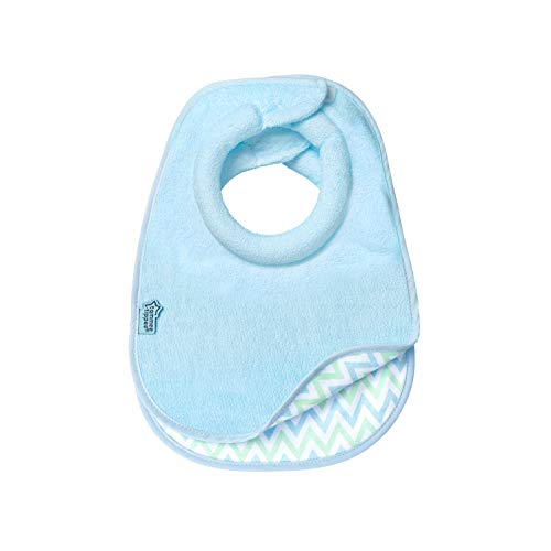Tommee Tippee Closer to Nature Comfi-Neck Baby Bib with Padded Collar, Reversible – Blue Chevron, 2 Count