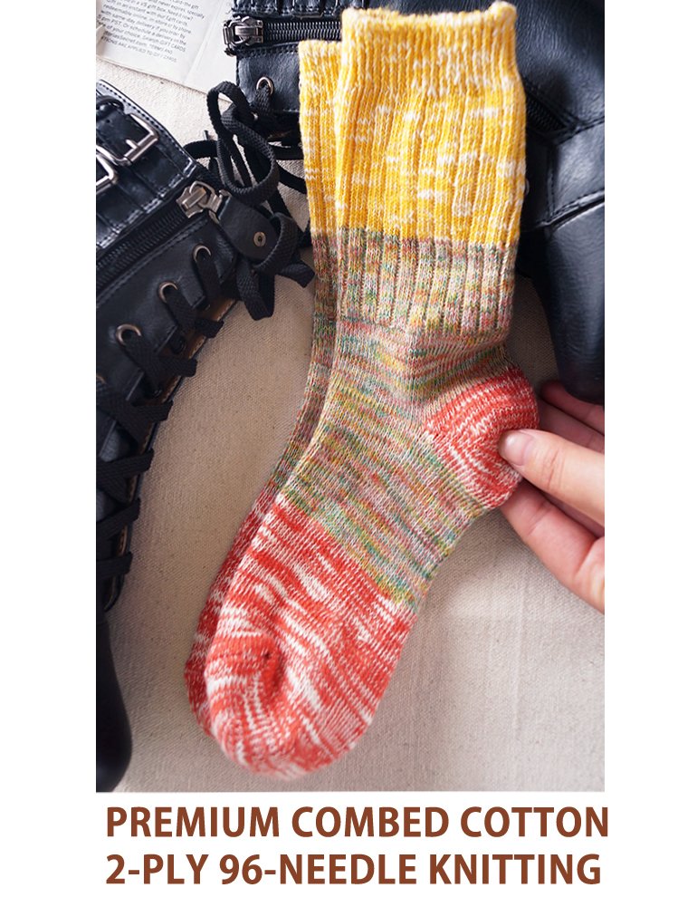 VERO MONTE 4Pairs Cotton Socks for Women -Womens Slouch Socks Cotton Crew(7-9.5)