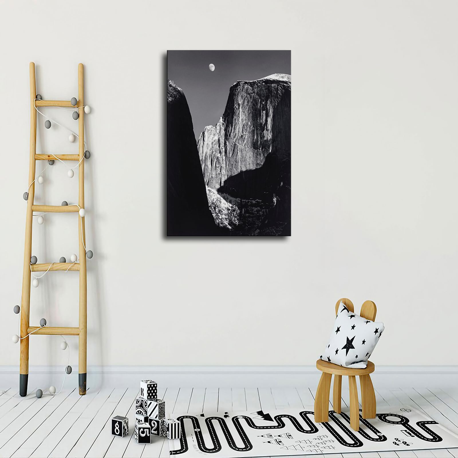 YuplaN Moon Over Half Dome Canvas Poster Holiday Gift HD Picture Modern Aesthetics Mural Wall Art Decoration (Unframed,08×12inch)